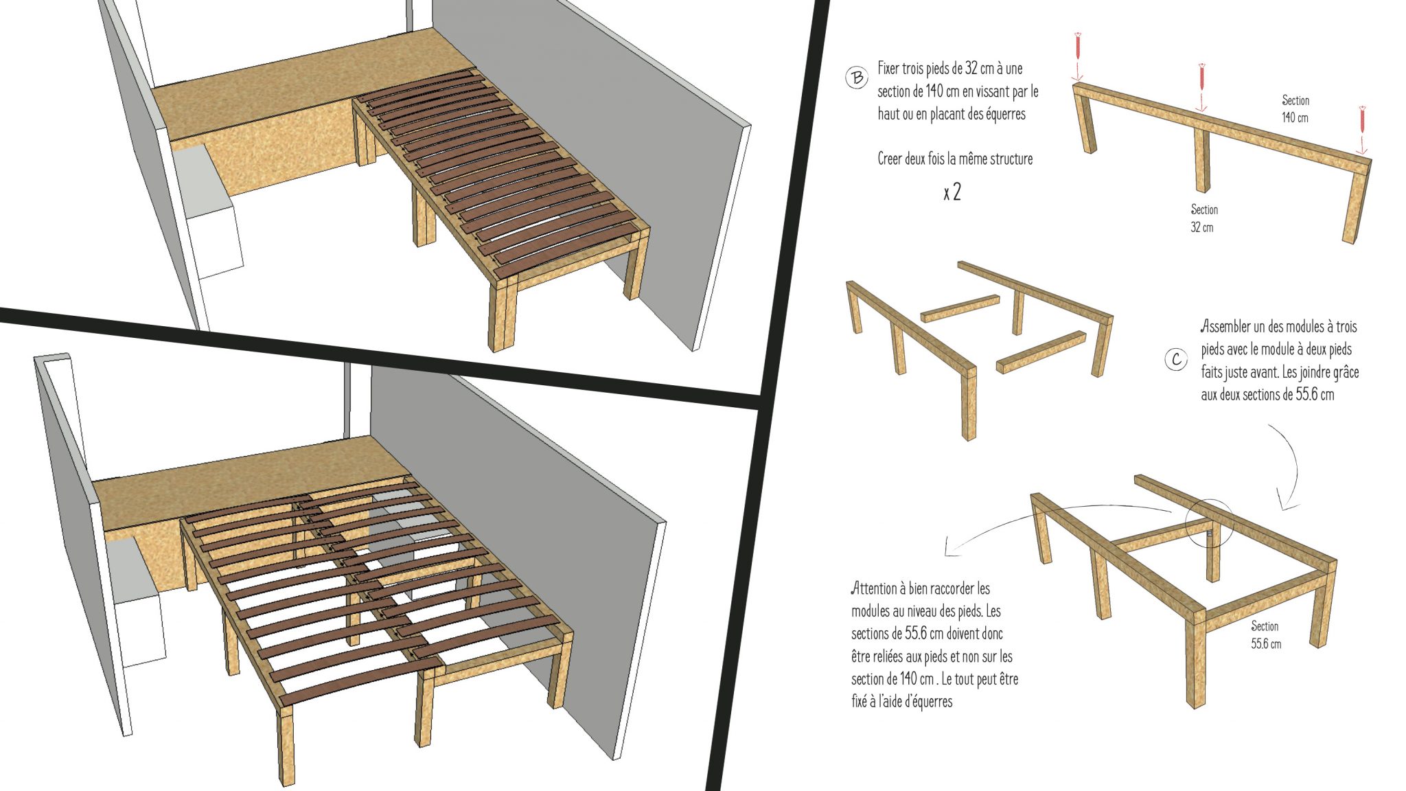 Aménager un fourgon : construire un lit peigne coulissant étape par étape